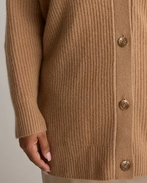 Quince Mongolian Cashmere Oversized Boyfriend Cardigan - Camel