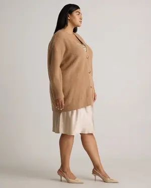 Quince Mongolian Cashmere Oversized Boyfriend Cardigan - Camel