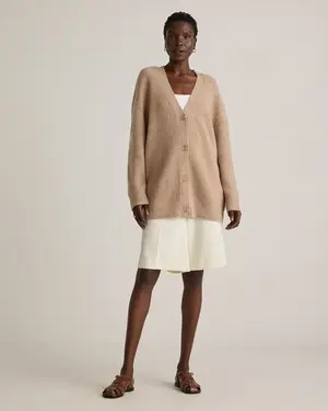 Quince Mongolian Cashmere Oversized Boyfriend Cardigan - Oatmeal