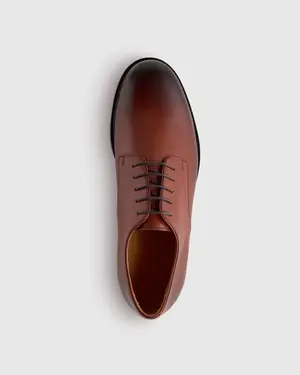 Quince Calfskin Leather Derby - Brandy