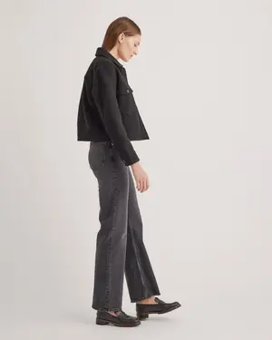 Quince 100% Merino Wool Cropped Shirt Jacket - Black