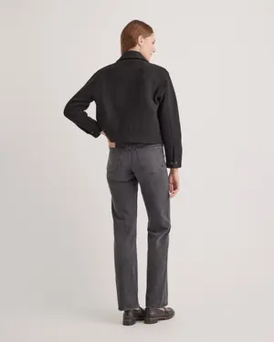 Quince 100% Merino Wool Cropped Shirt Jacket - Black