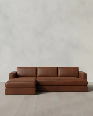 Quince Sierra Leather Curved Arm Chaise Sectional - Espresso