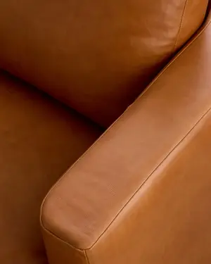 Quince Sierra Leather Curved Arm Chaise Sectional - Smoke