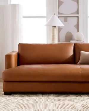 Quince Sierra Leather Curved Arm Chaise Sectional - Smoke