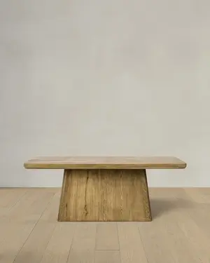 Quince Rustic Oak Plinth Dining Table - Light Brown