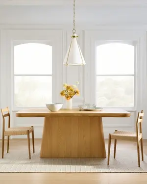 Quince Rustic Oak Plinth Dining Table - Milk White