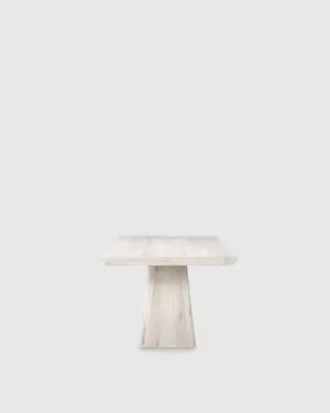 Quince Rustic Oak Plinth Dining Table - Milk White