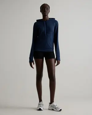 Quince Performance Pullover Hoodie - Heather Navy