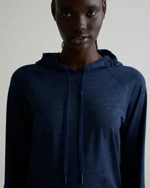 Quince Performance Pullover Hoodie - Heather Navy
