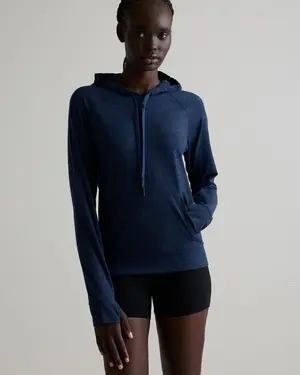 Quince Performance Pullover Hoodie - Heather Navy