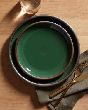 Quince East Fork Side Plate, Set Of 4 - Glossy Malachite