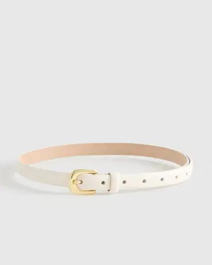 Quince European Leather Skinny Belt - Bone