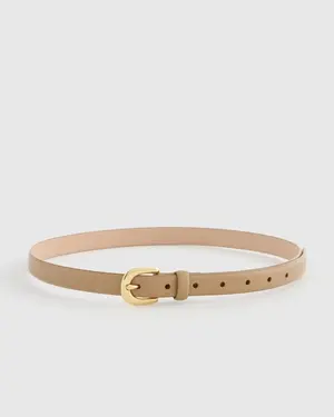 Quince European Leather Skinny Belt - Mushroom