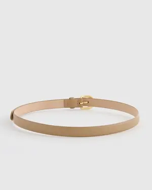 Quince European Leather Skinny Belt - Mushroom