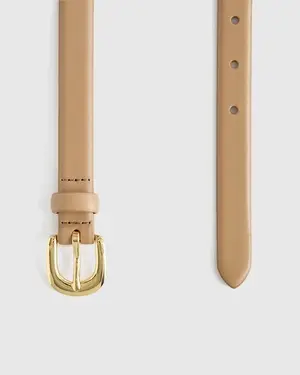 Quince European Leather Skinny Belt - Mushroom
