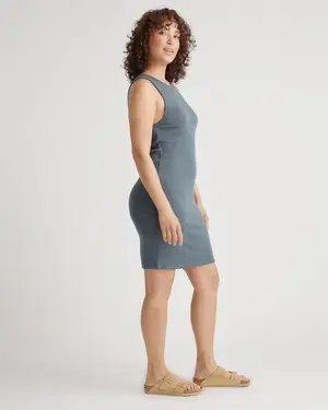 Quince Tencel Rib Knit Sleeveless Mini Dress
