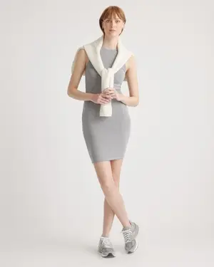 Quince Tencel Rib Knit Sleeveless Mini Dress