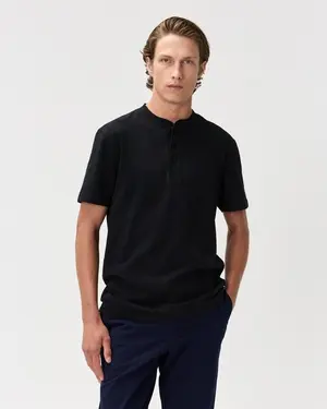 Quince Slub Henley T-shirt - Bold Black
