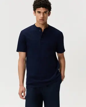 Quince Slub Henley T-shirt - Deep Navy