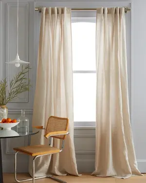 Quince European Linen Curtain Single Panel - Flax