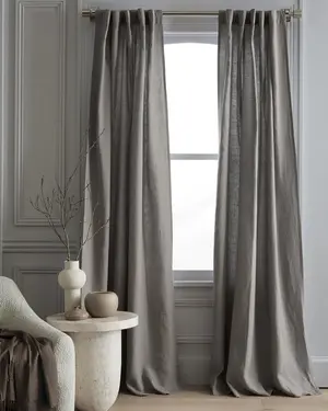 Quince European Linen Curtain Single Panel - Grey
