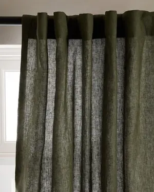 Quince European Linen Curtain Single Panel - Hunter Green