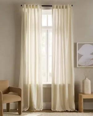 Quince European Linen Curtain Single Panel Ivory