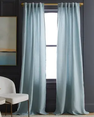 Quince European Linen Curtain Single Panel Light Blue