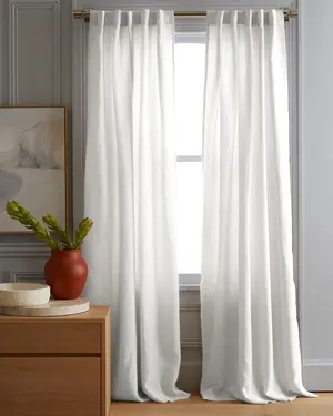 Quince European Linen Curtain Single Panel White