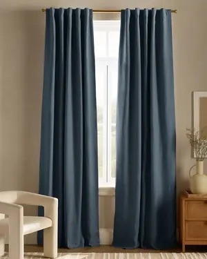 Quince European Linen Room Darkening Curtain Single Panel - Chambray