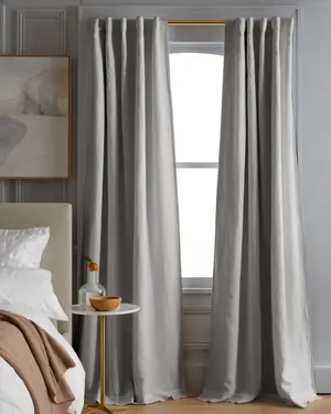 Quince European Linen Room Darkening Curtain Single Panel - Cloud