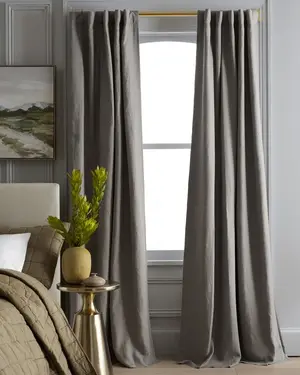 Quince European Linen Room Darkening Curtain Single Panel - Grey