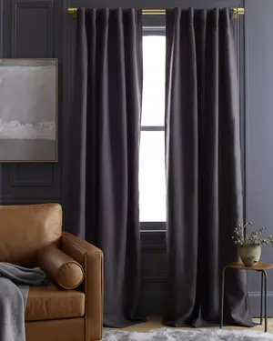 Quince European Linen Room Darkening Curtain Single Panel - Storm
