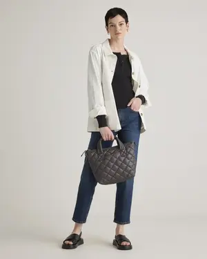 Quince Transit Quilted Small Crossbody Tote - Charcoal