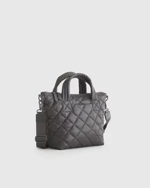 Quince Transit Quilted Small Crossbody Tote - Charcoal