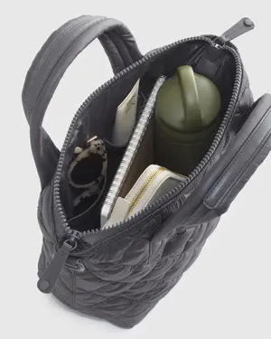 Quince Transit Quilted Small Crossbody Tote - Charcoal