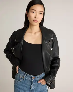 Quince Stretch Cotton Jersey Square Neck Bodysuit - Black