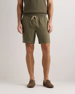 Quince Linen Shorts - Bayberry Olive
