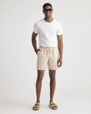 Quince Linen Drawstring Beach Shorts 7 - Driftwood