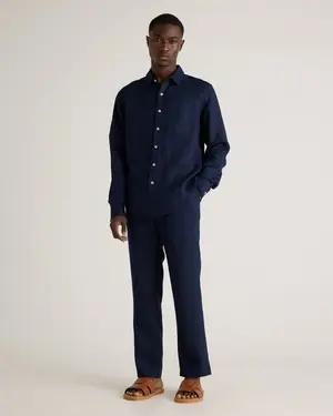 Quince Straight Leg Linen Pants - Deep Navy