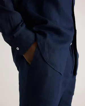 Quince Straight Leg Linen Pants - Deep Navy