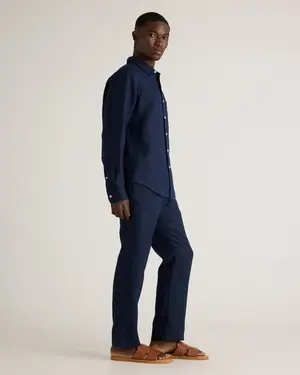 Quince Straight Leg Linen Pants - Deep Navy