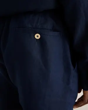 Quince Straight Leg Linen Pants - Deep Navy