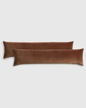 Quince Cotton Velvet Oversized Lumbar Pillow Cover - Chestnut
