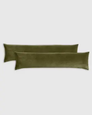 Quince Cotton Velvet Oversized Lumbar Pillow Cover - Moss