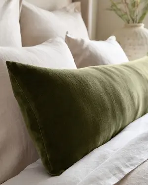 Quince Cotton Velvet Oversized Lumbar Pillow Cover - Moss