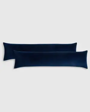 Quince Cotton Velvet Oversized Lumbar Pillow Cover - Navy