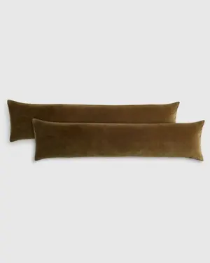 Quince Cotton Velvet Oversized Lumbar Pillow Cover Olive