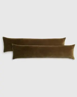 Quince Cotton Velvet Oversized Lumbar Pillow Cover - Olive